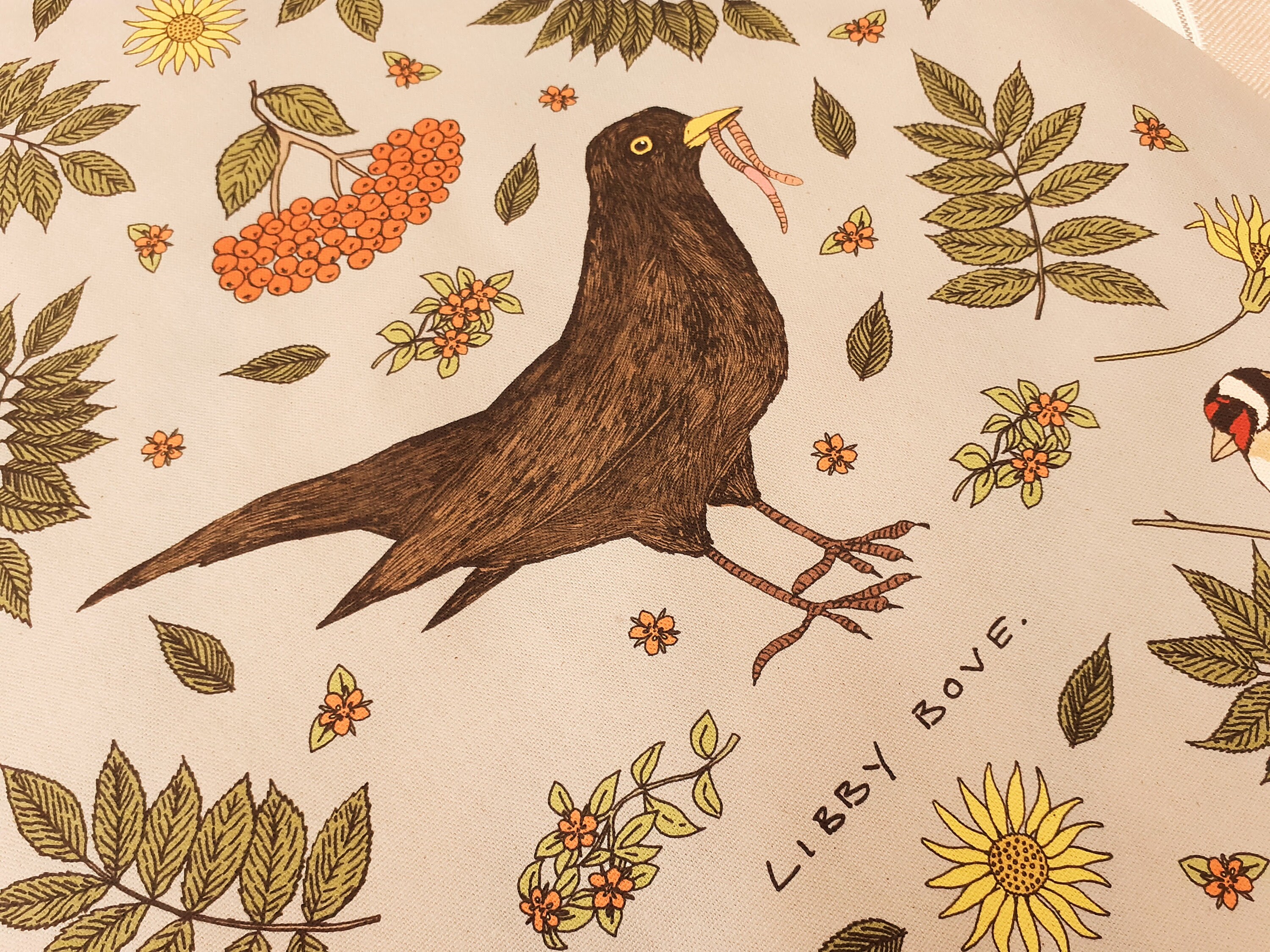 Textile Poster. Birds in Rowan Organic Cotton Cloth Poster for | Etsy