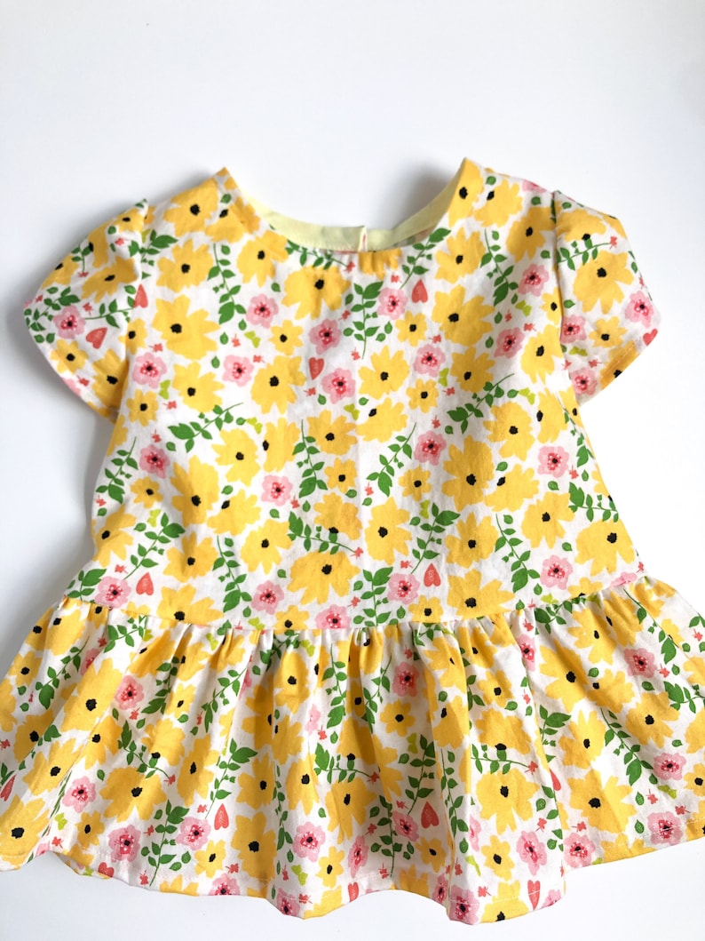 Yellow Floral Peplum Top, Girls Summer Floral Top - Etsy