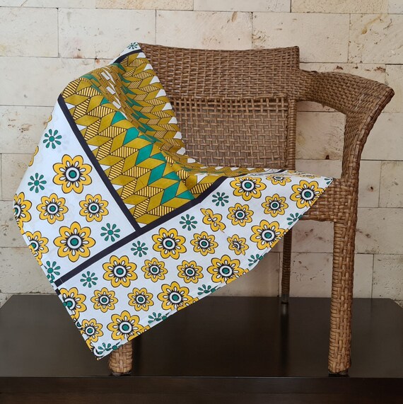 Kanga Leso African Print Fabric Yellow Green White Beach - Etsy