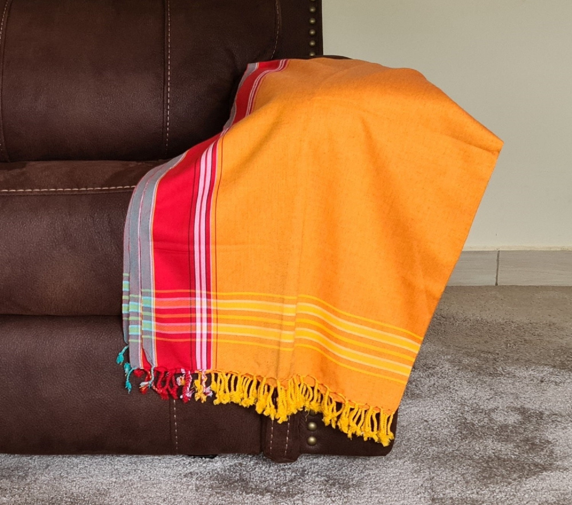 Kikoy African Print African Fabric Orange Kenyan Kikoy - Etsy