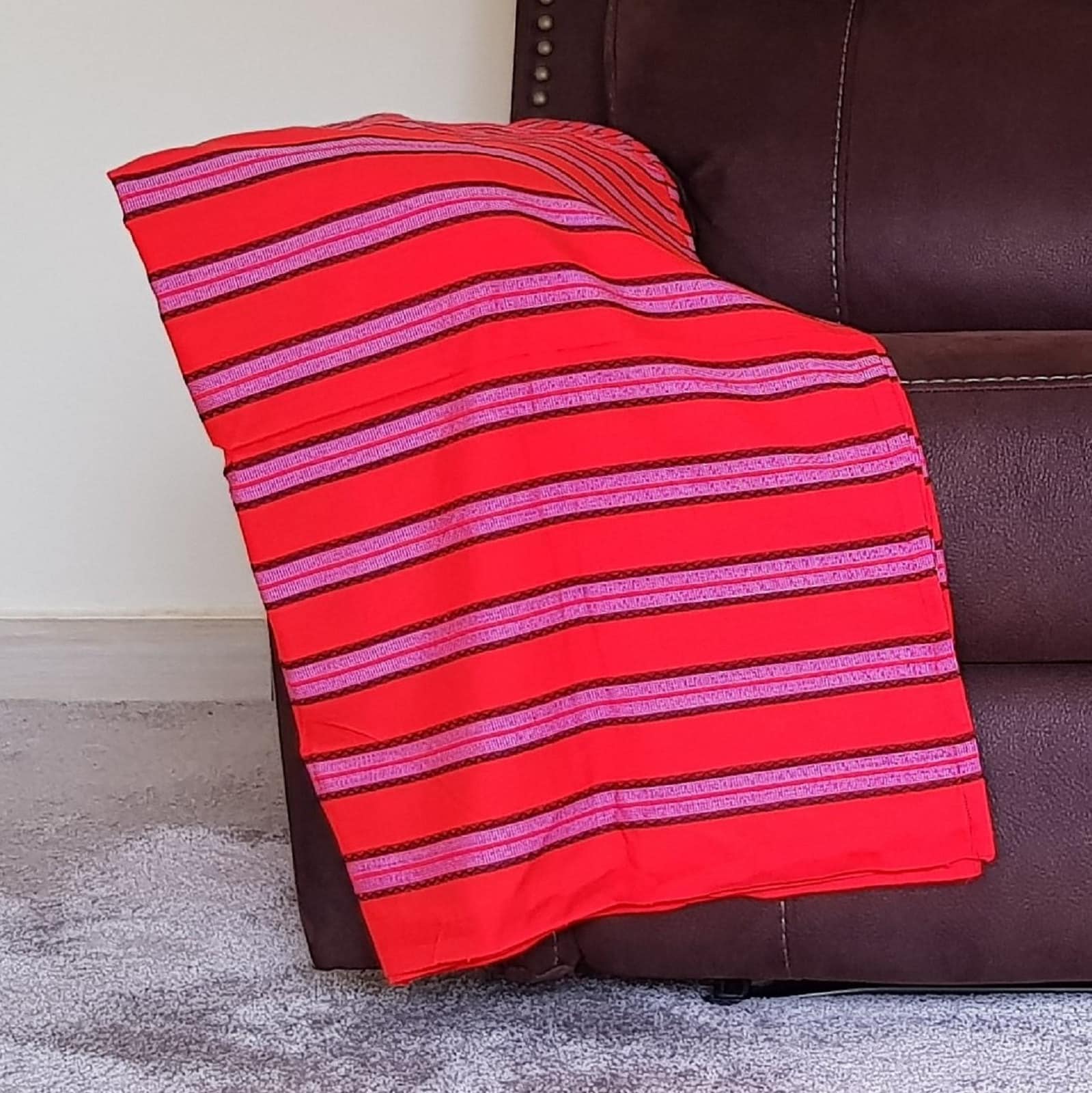Luxury Maasai Shuka, Red Black White, African Throw Blanket, Plaid ...