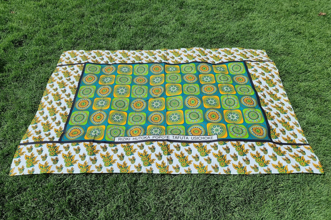 Kanga Leso African Print Fabric Blue Green White Beach - Etsy