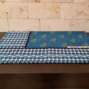 Kanga, Leso, African Print Fabric, Blue, White, Yellow, Beach Wrap ...