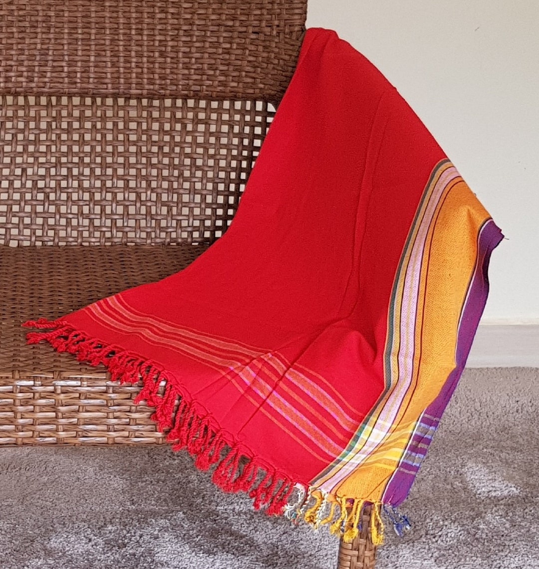 Kikoy, African Print, African Fabric, Red, Kenyan Kikoy, Beach Wrap ...