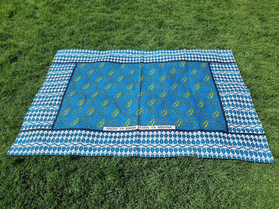 Kanga Leso African Print Fabric Blue White Yellow Beach | Etsy