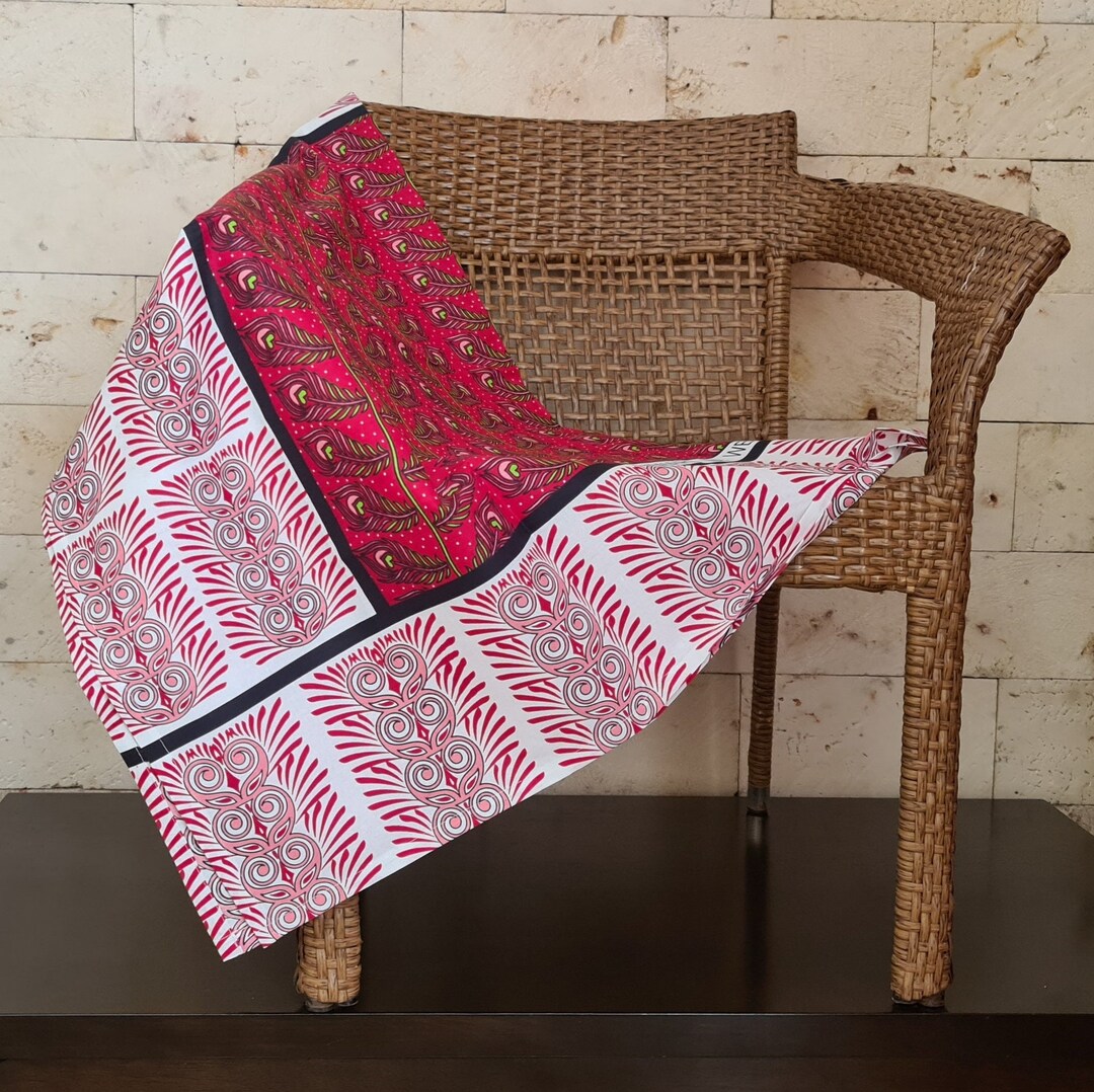 Kanga, Leso, African Print Fabric, Red, White, Green, Beach Wrap ...