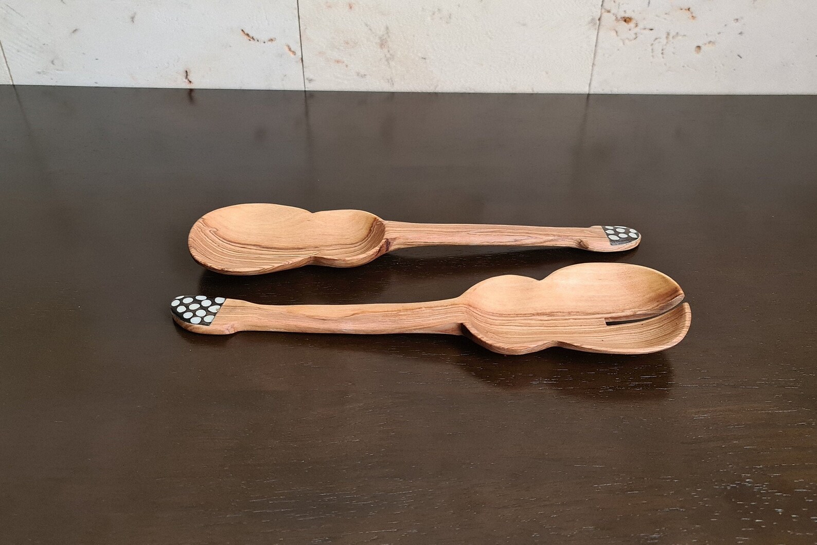 African Wooden Spoons Guitar Shaped Olive Wood Bohemian - Etsy
