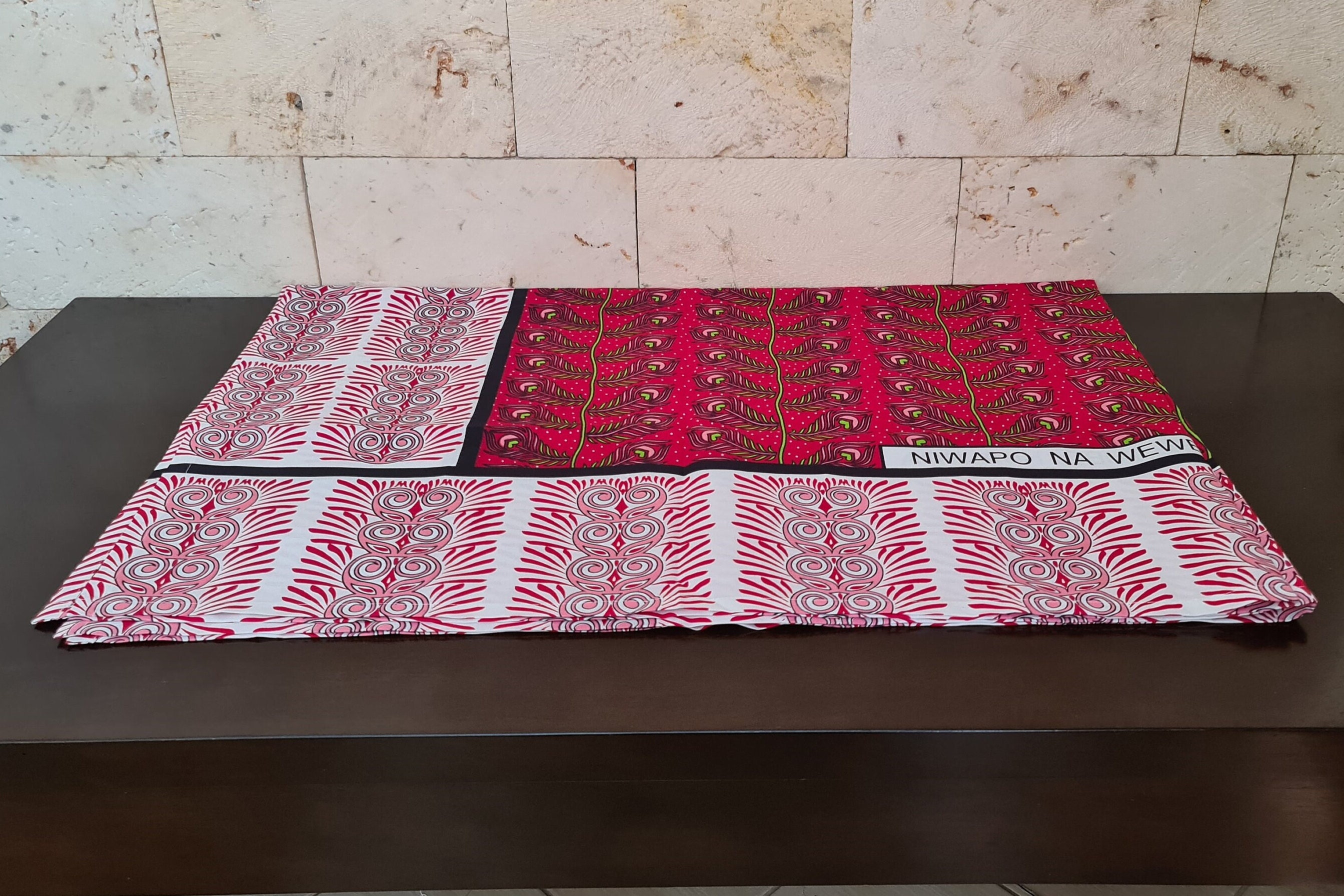 Kanga, Leso, African Print Fabric, Red, White, Green, Beach Wrap ...