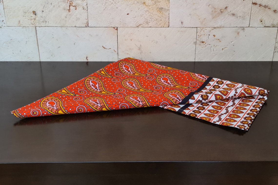 Kanga Leso African Print Fabric Orange White Yellow | Etsy