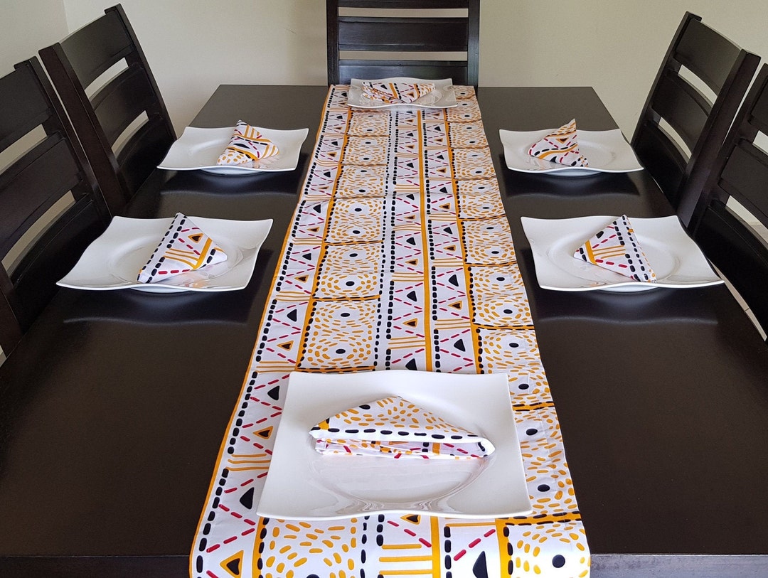 African Table Runner, African Cloth Napkins, Ethnic Table Runner ...