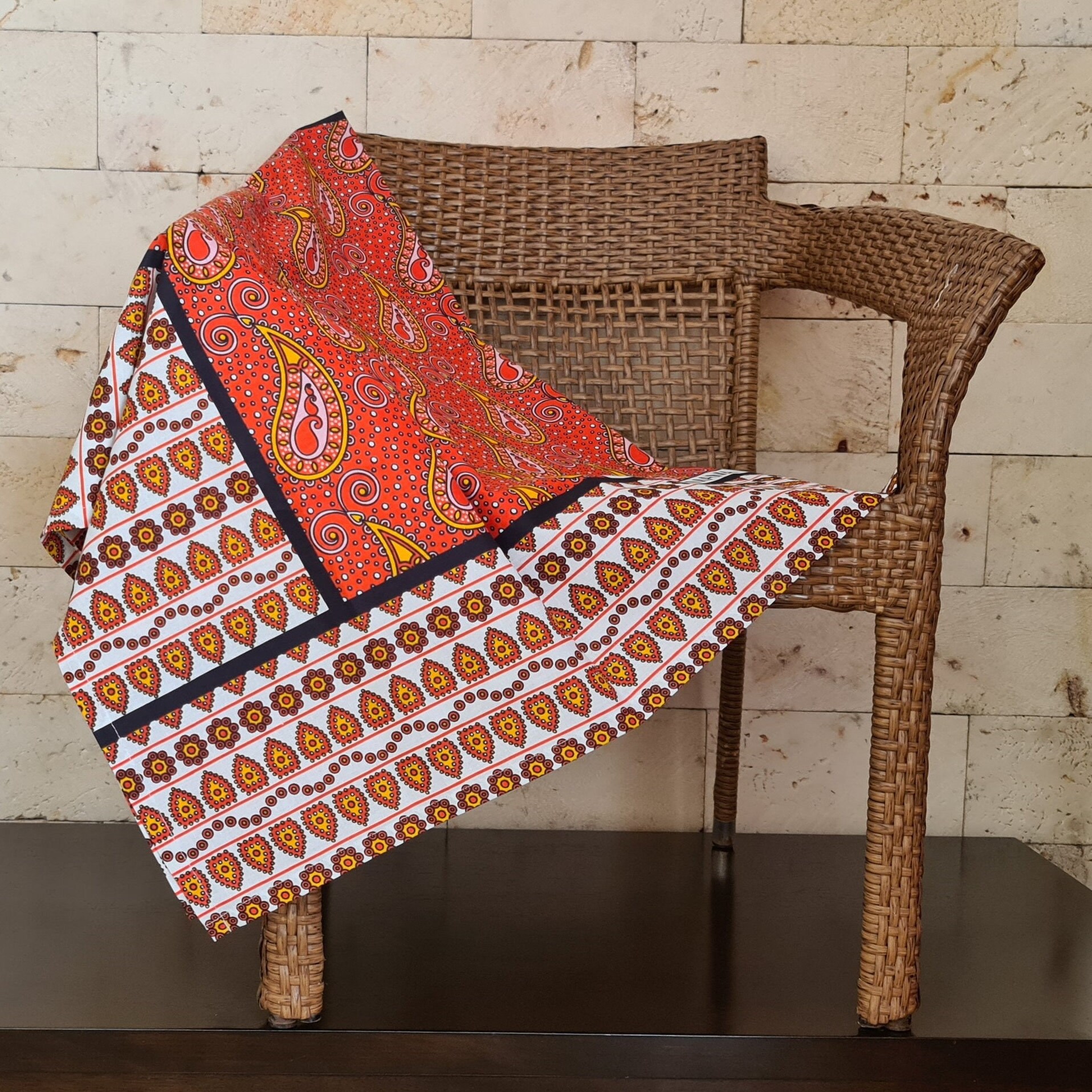 Kanga Leso African Print Fabric Orange White Yellow - Etsy