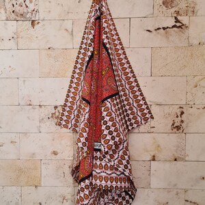 Kanga, Leso, African Print Fabric, Orange, White, Yellow, Beach Wrap ...