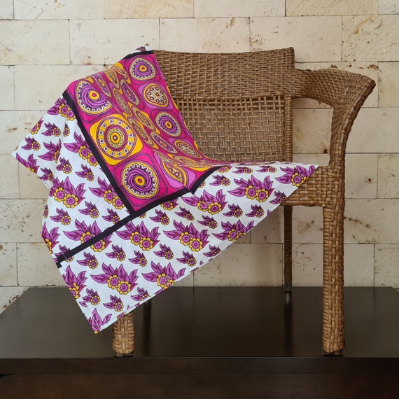 Kanga Leso African Print Fabric Pink Purple White Beach - Etsy