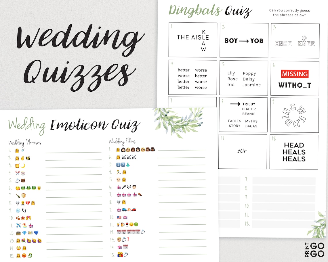 Wedding Quiz Bundle Includes Wedding Film and Phrases - Etsy