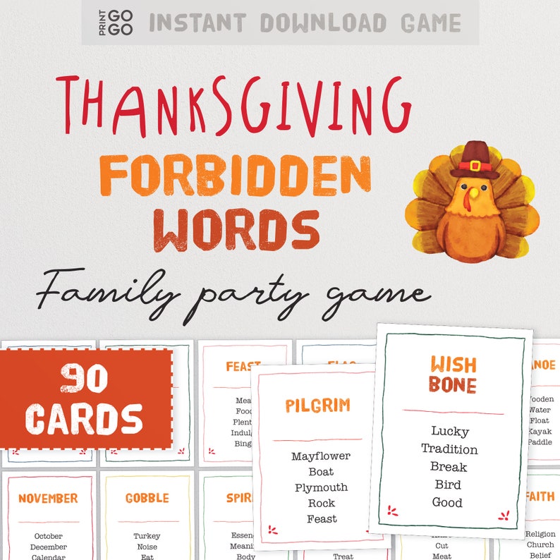 Thanksgiving Forbidden Words - the Fun Quick Thinking Family Party Game ...
