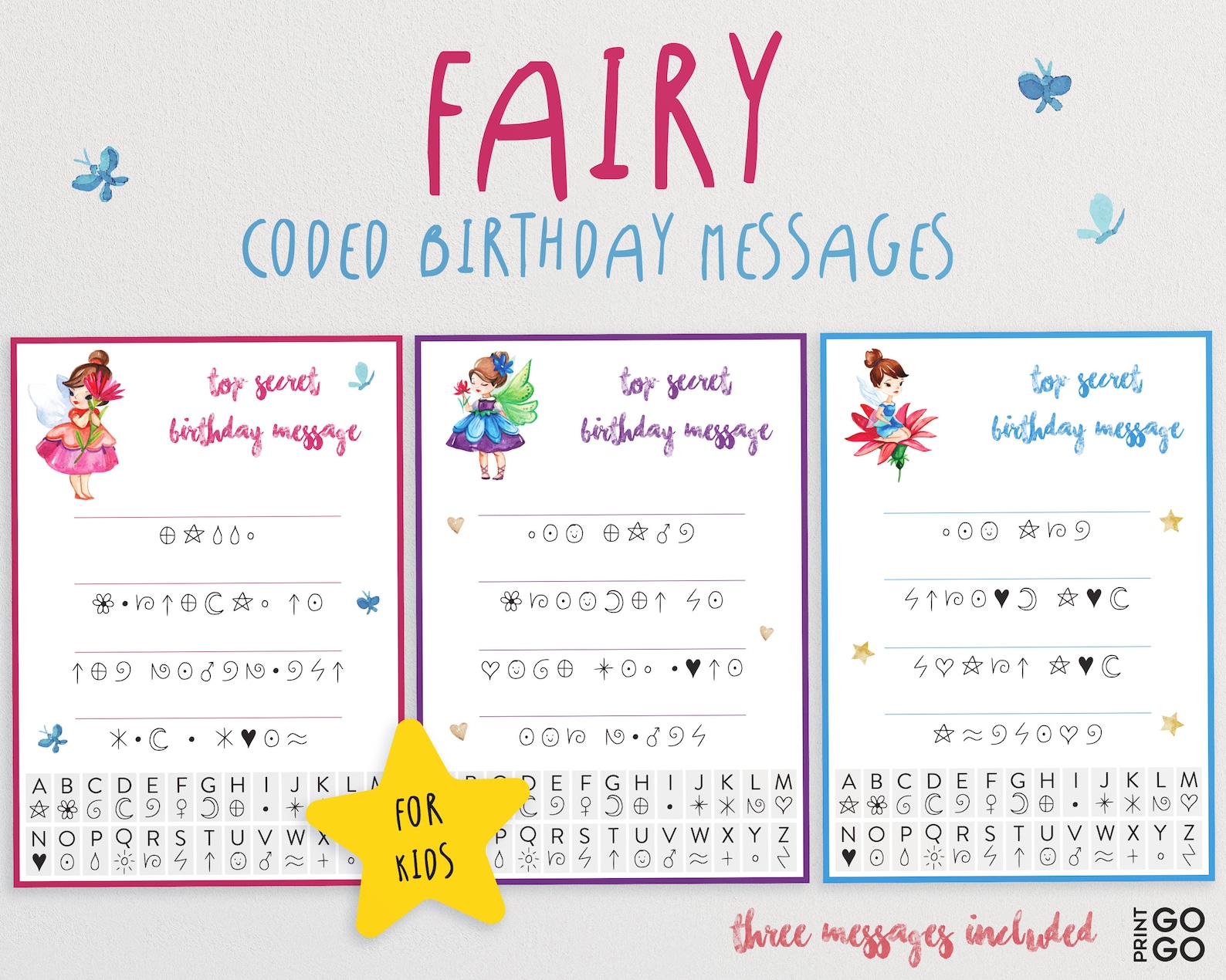 Fairy Coded Birthday Messages for Kids Secret Code for Kids | Etsy