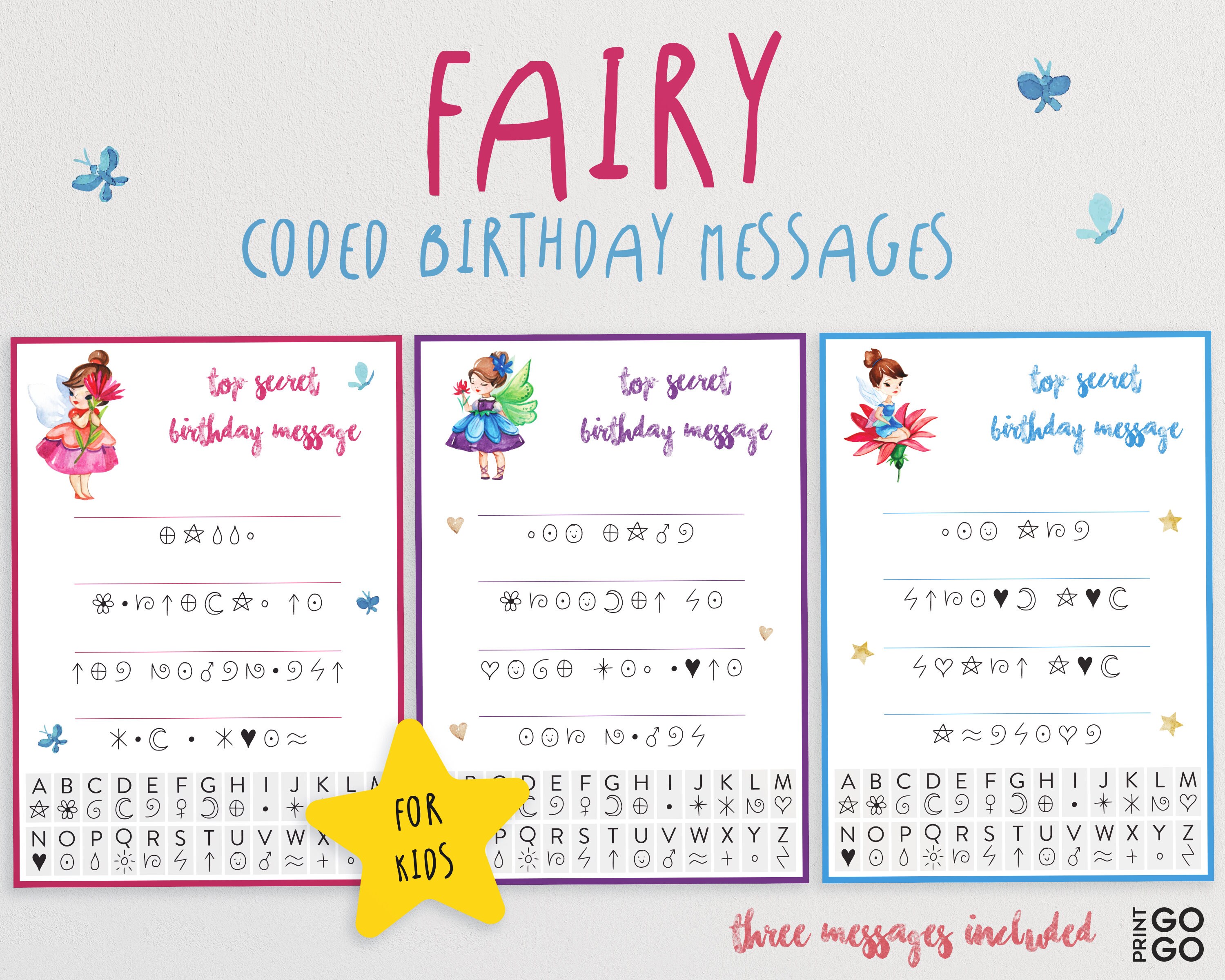 Fairy Coded Birthday Messages for Kids Secret Code for Kids - Etsy UK