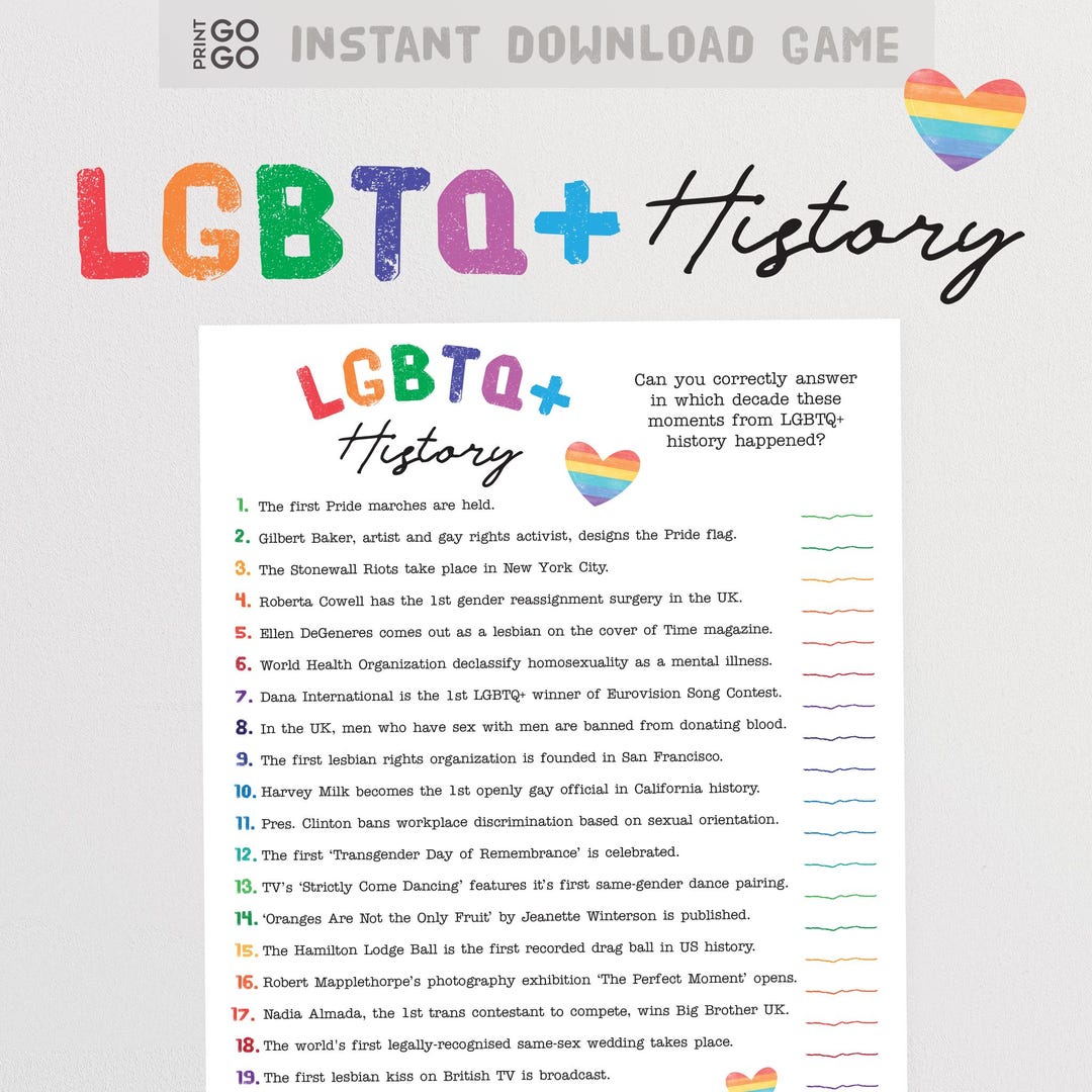 LGBTQ+ History Trivia Quiz - Fun Printable Game to Help You Celebrate ...