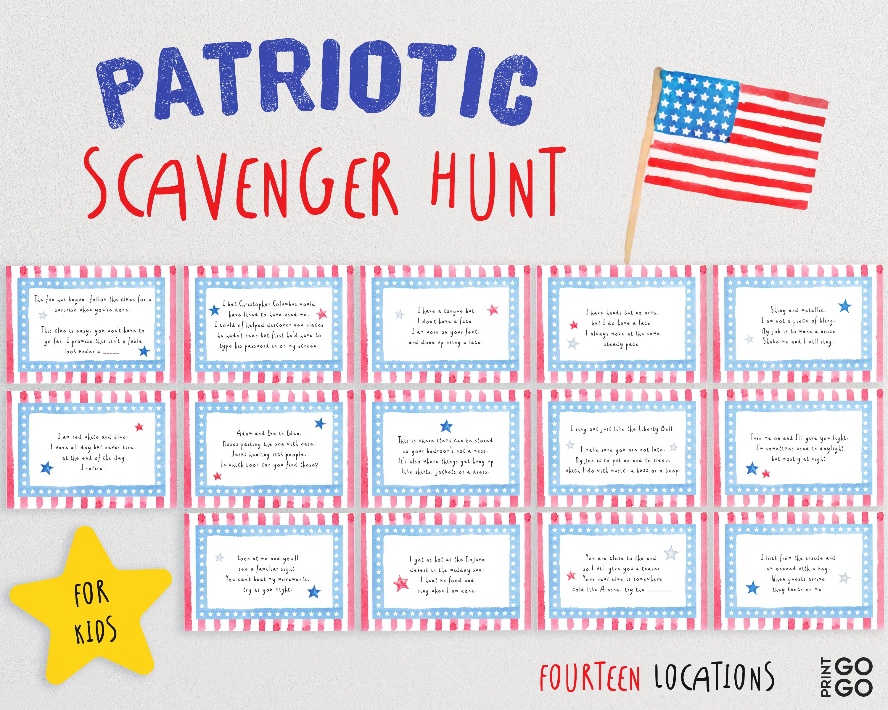 Patriotic Scavenger Hunt for Kids Fourth of July Treasure | Etsy UK