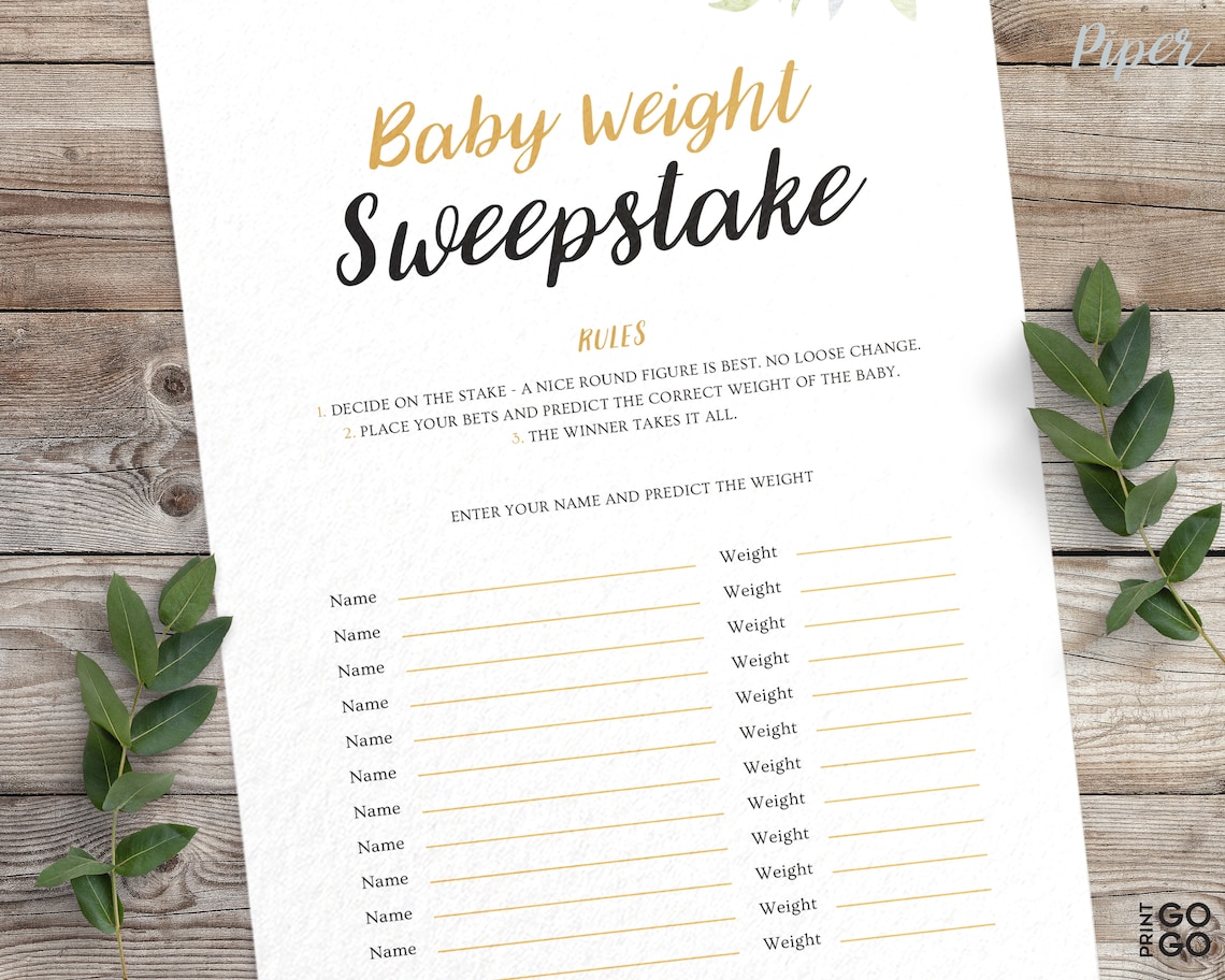 Baby Weight Sweepstake Baby Weight Predictions Baby Shower | Etsy