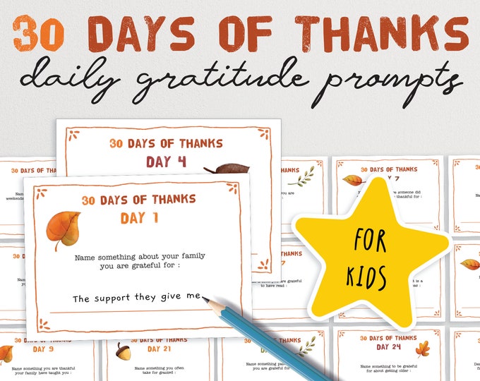 30 Days of Thanks - Question Cards to Prompt Daily Gratitude for ...