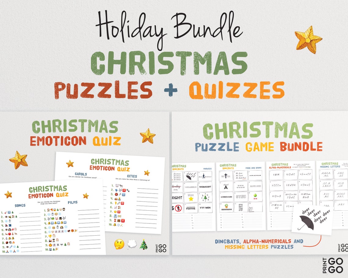 Christmas Puzzle Quiz Bundle Christmas Dingbats Quiz - Etsy UK