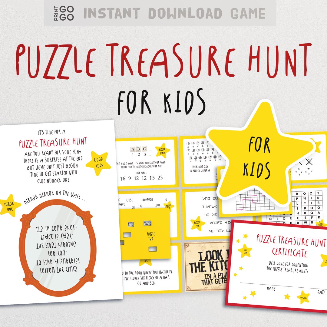 Puzzle Treasure Hunt Game for Kids Scavenger Hunt Birthday Present Hunt ...