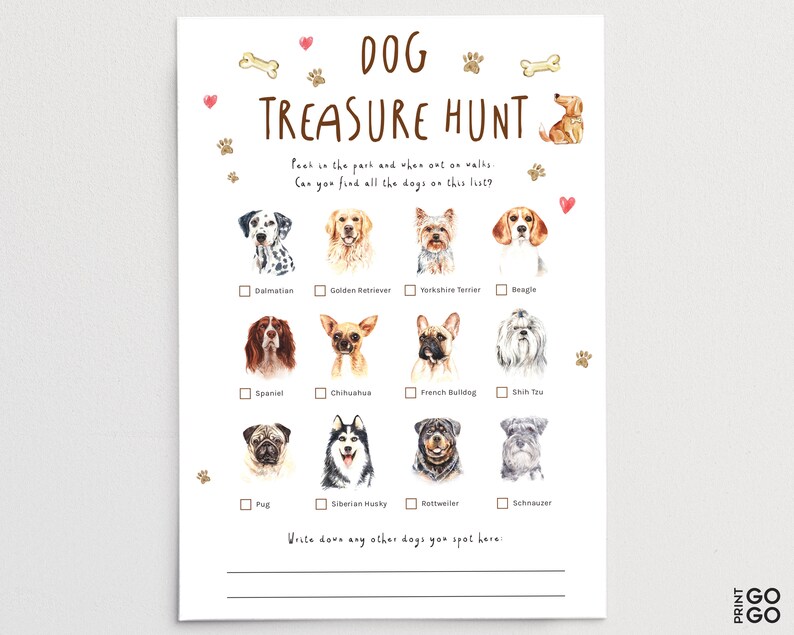 Dog Breed Treasure Hunt for Kids | Outdoor Scavenger Hunt Game | Dog I ...