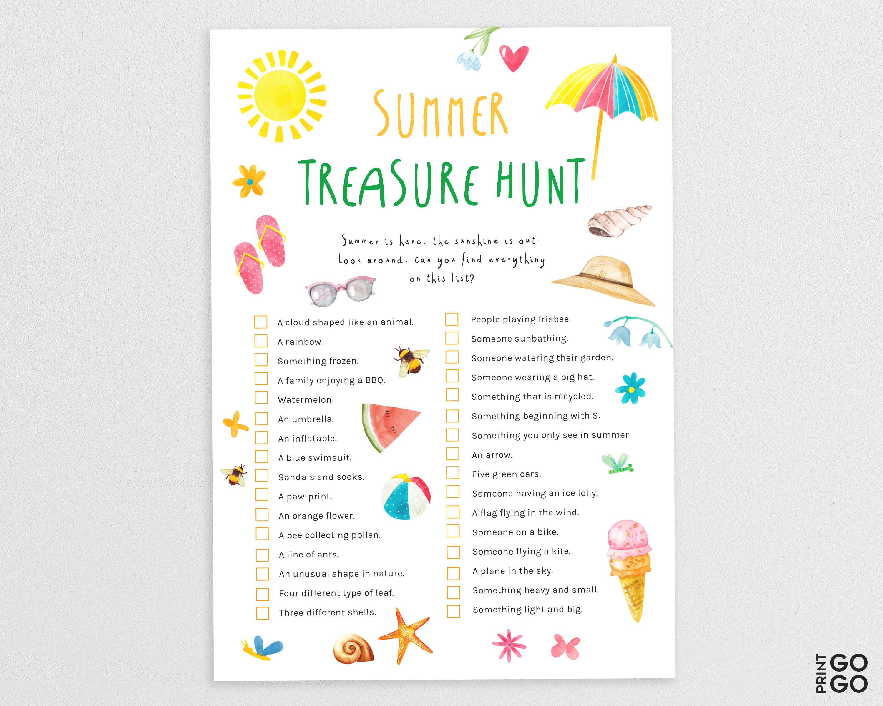 Summer Treasure Hunt for Kids | Outdoor Scavenger Hunt Game | Holiday ...