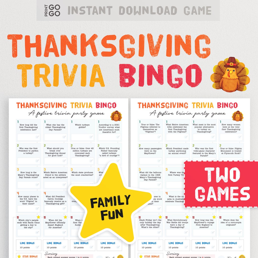 Thanksgiving Trivia Bingo - Test Your Holiday Knowledge With This Fun ...