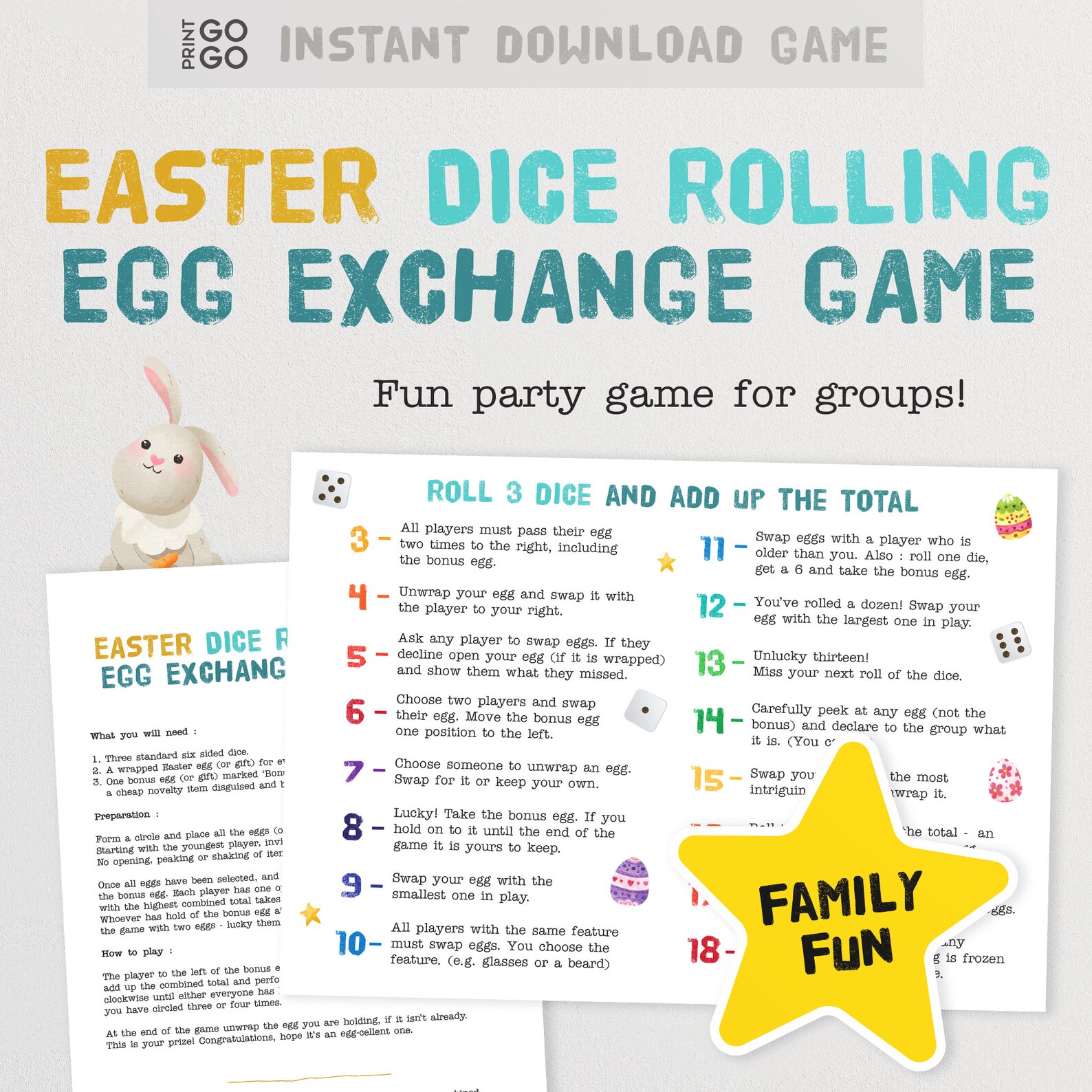 Easter Roll the Dice Egg Exchange Game the Hilarious Egg Swapping Party ...