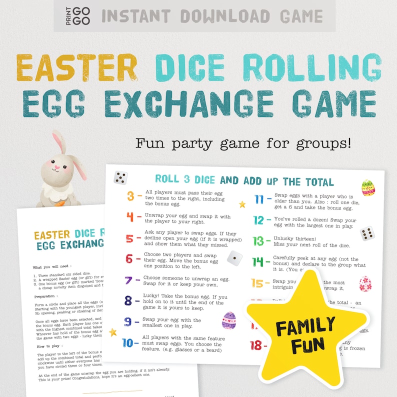 Easter Roll the Dice Egg Exchange Game the Hilarious Egg Swapping Party ...