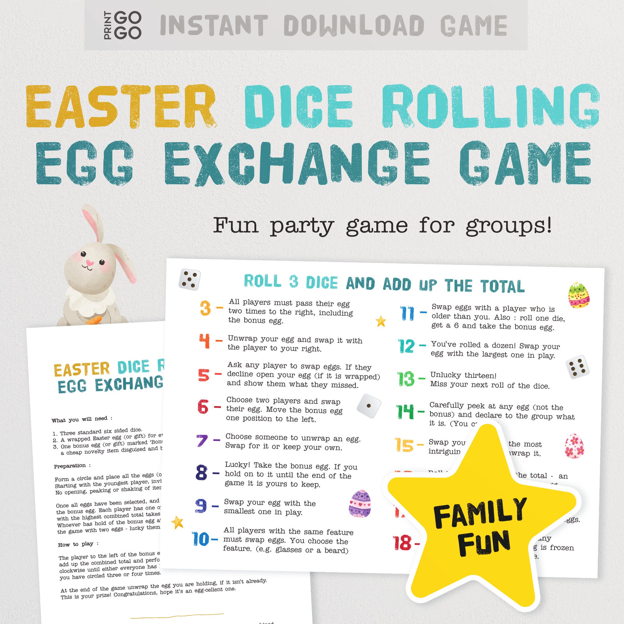 Easter Roll the Dice Egg Exchange Game the Hilarious Egg Swapping Party ...