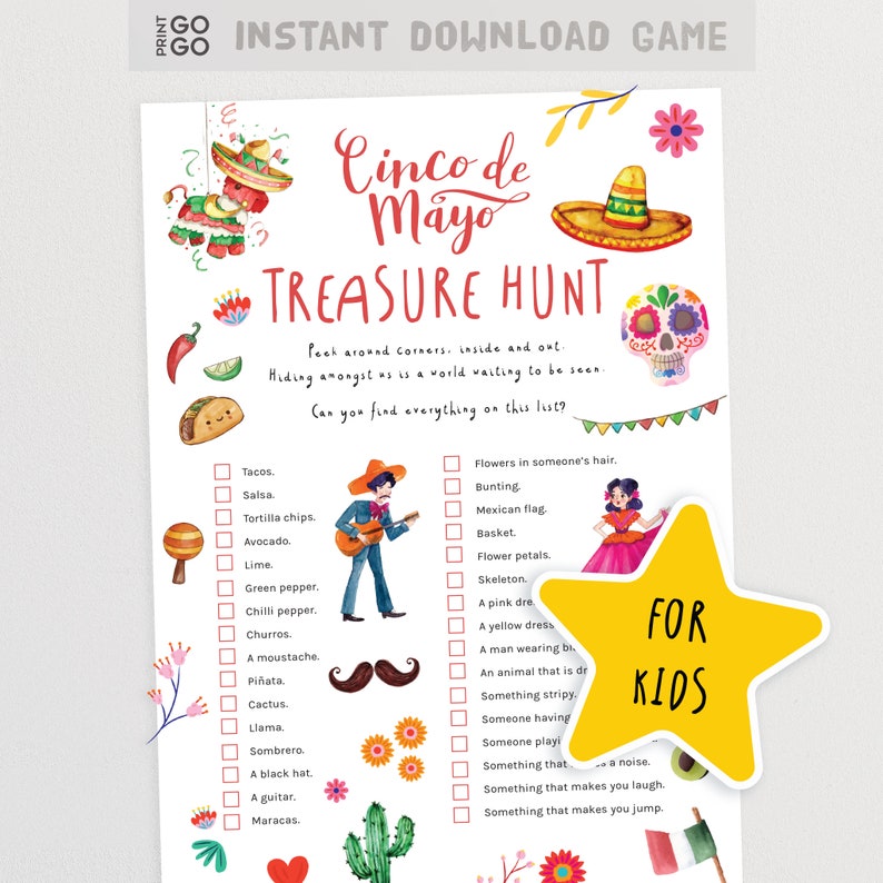 Cinco De Mayo Treasure Hunt for Kids | Day of the Dead Scavenger Hunt ...