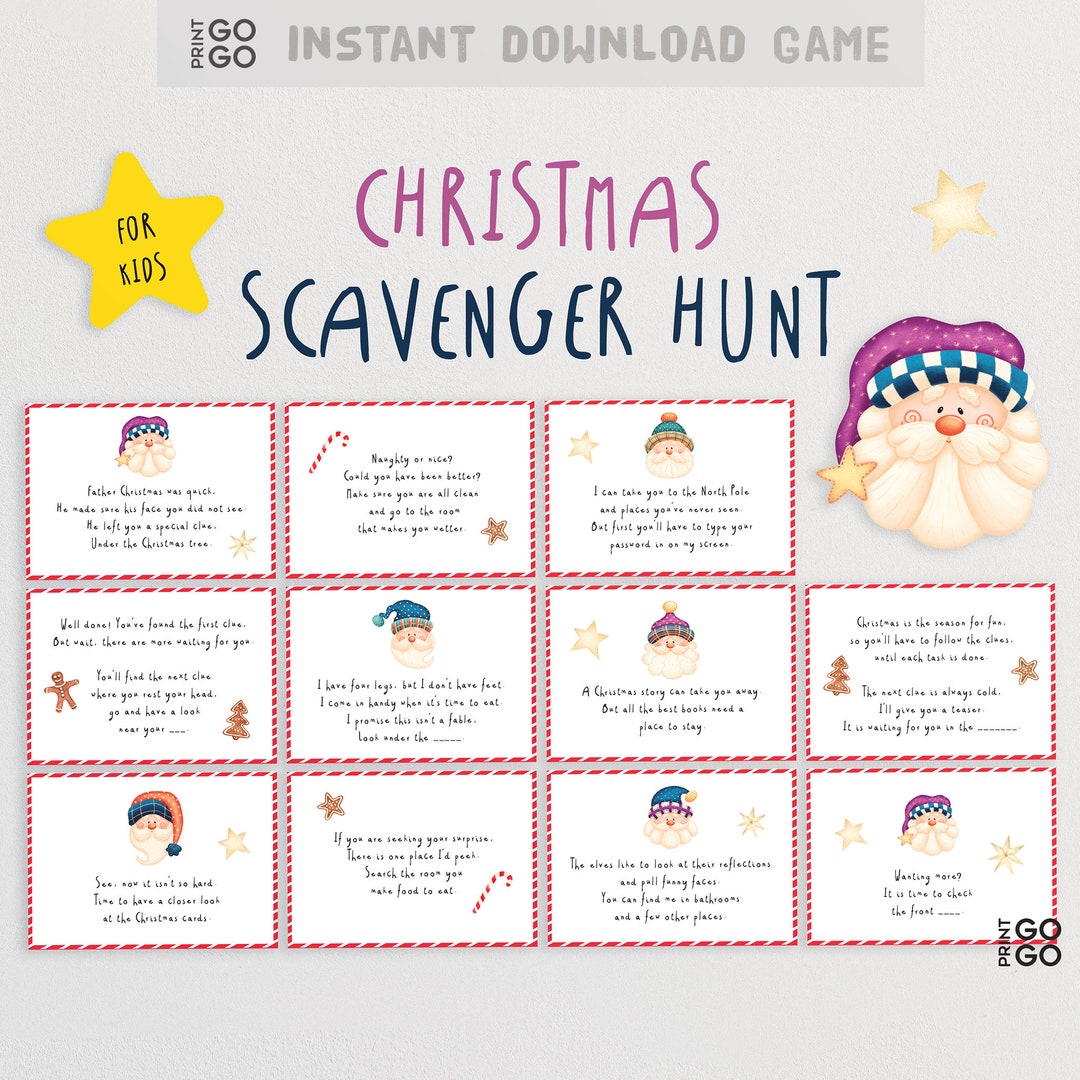 Christmas Scavenger Hunt | Christmas Stocking Hunt | Indoor Xmas ...