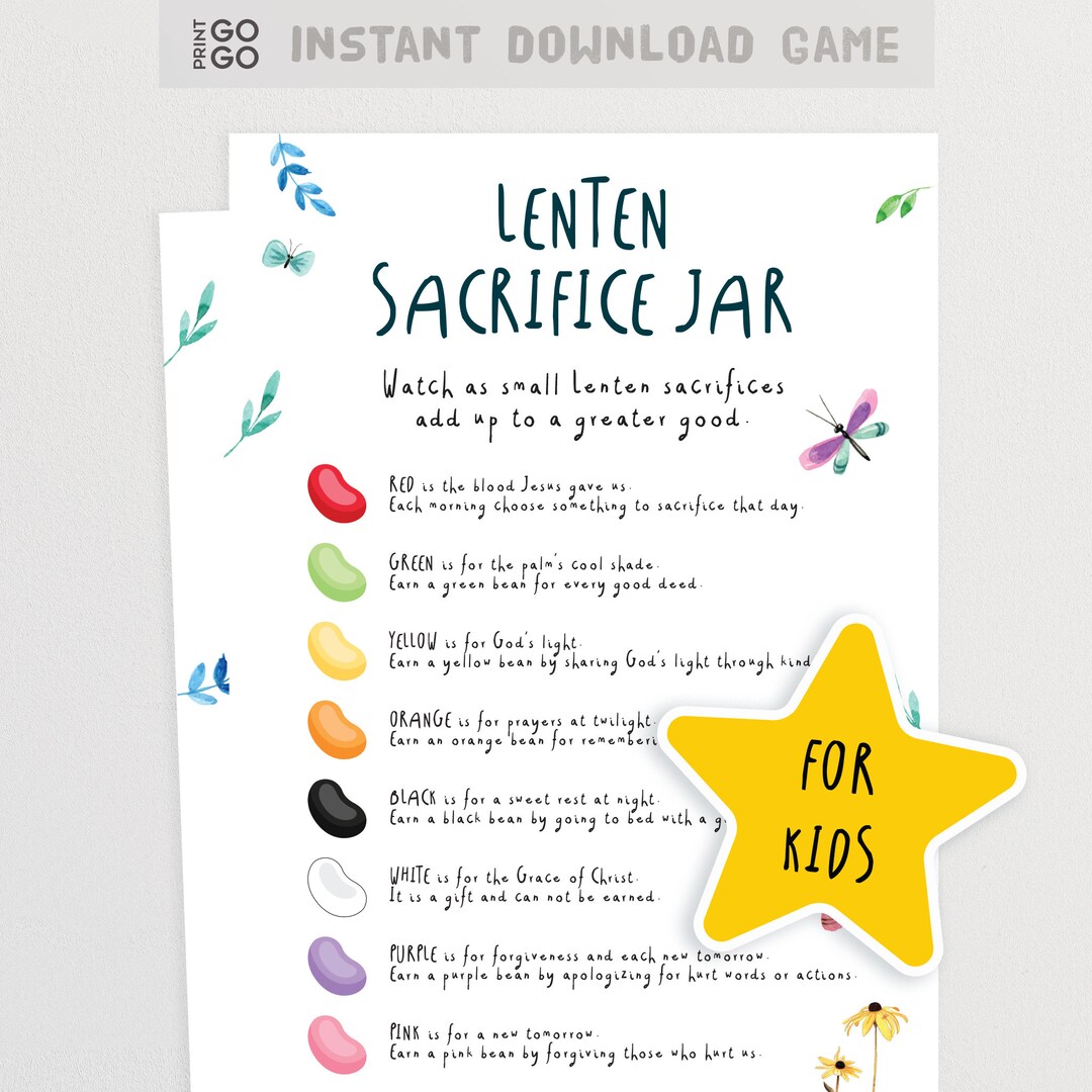 Lent Sacrifice Bean Jar for Children | Lenten Bean Jar | 40 Days of ...