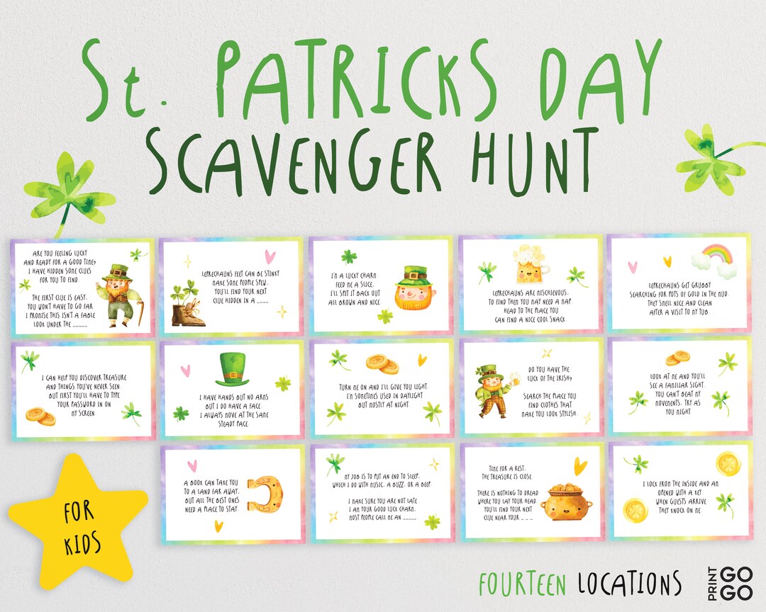 St. Patricks Day Scavenger Hunt for Kids St Patricks - Etsy
