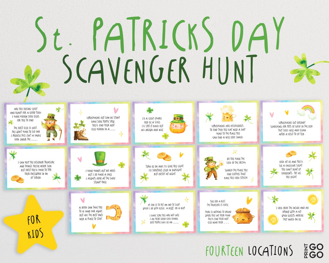 St. Patricks Day Scavenger Hunt for Kids St Patricks | Etsy