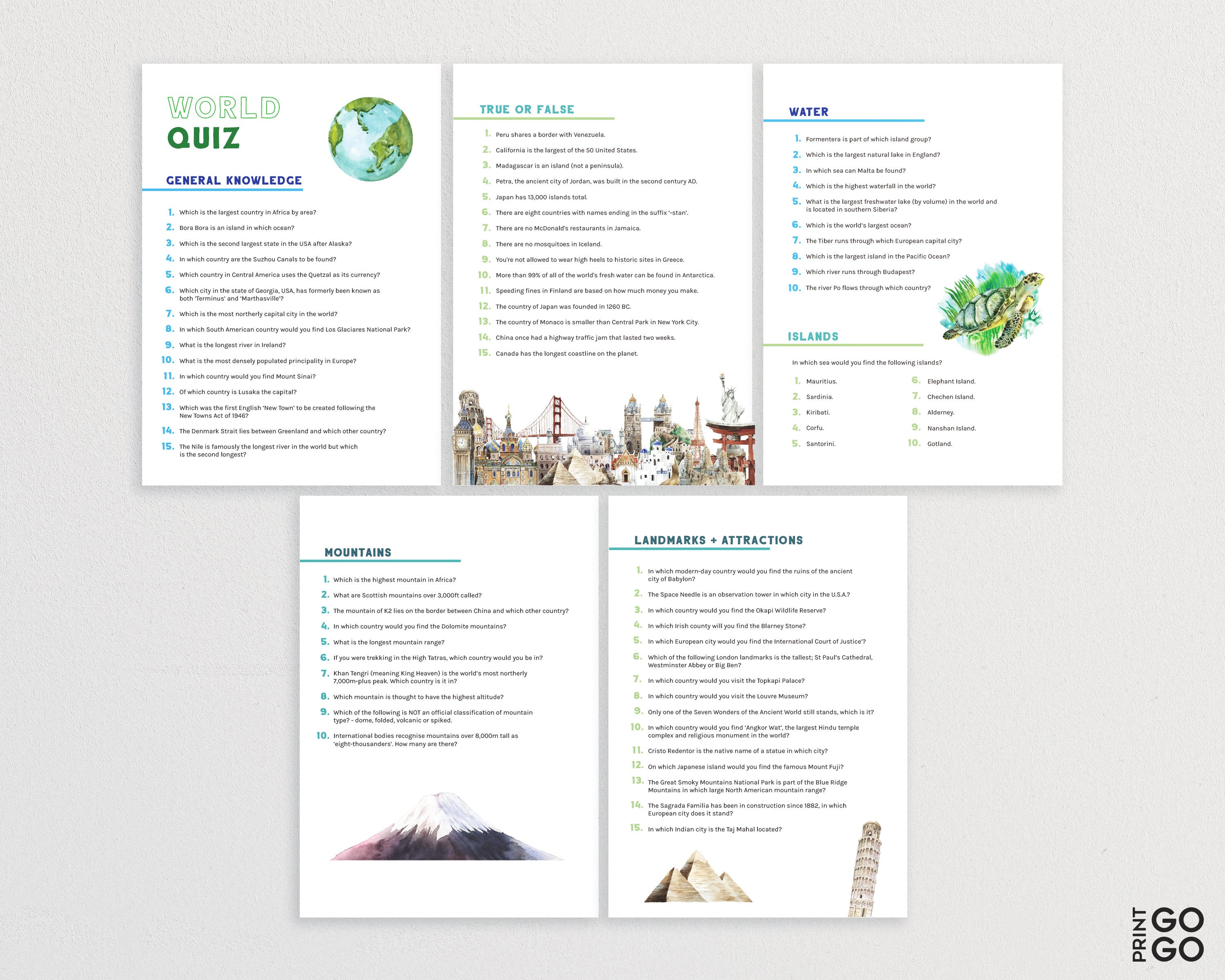 World Quiz World Trivia Night Pub Quiz Night Geography - Etsy UK