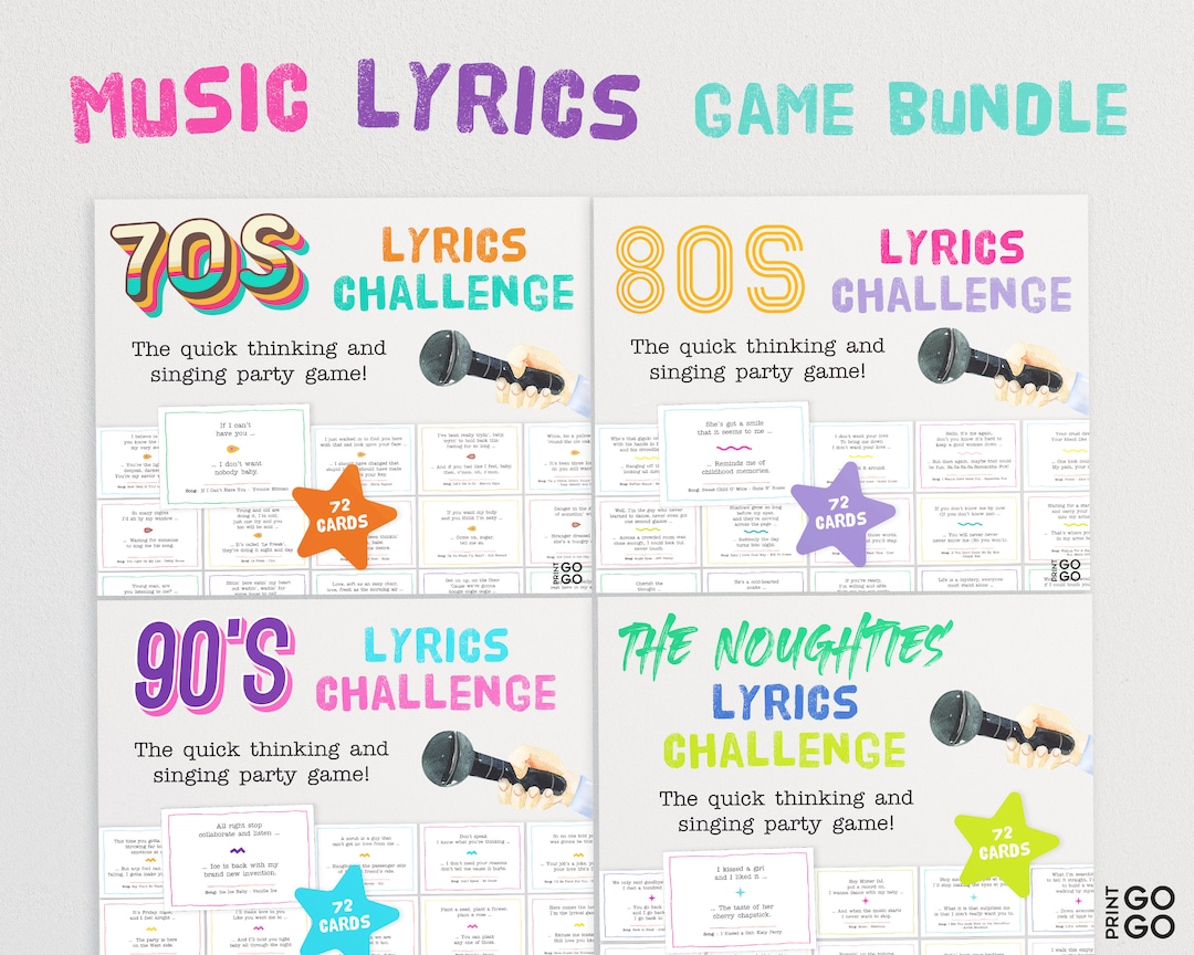 Songs Lyrics Challenge Game the Quick Thinking and Singing - Etsy
