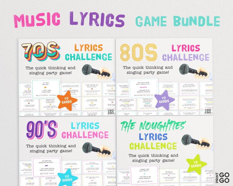 Songs Lyrics Challenge Game the Quick Thinking and Singing - Etsy