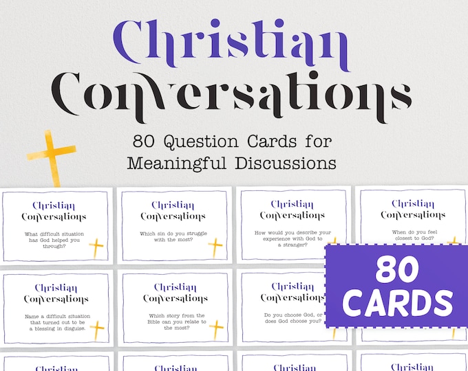 80 Christian Conversation Cards | Christian Discussion Cards | Church ...
