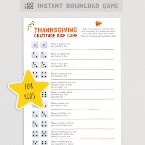 Thanksgiving Gratitude Dice Game for Kids | Thanksgiving Dice Game ...