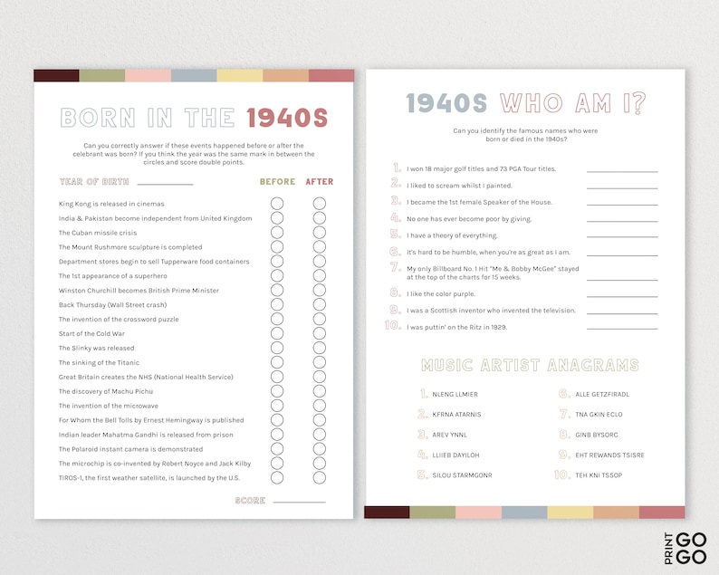 Born in 1940s - 80th Birthday Quiz | 1940s Trivia Quiz | Born in the ...