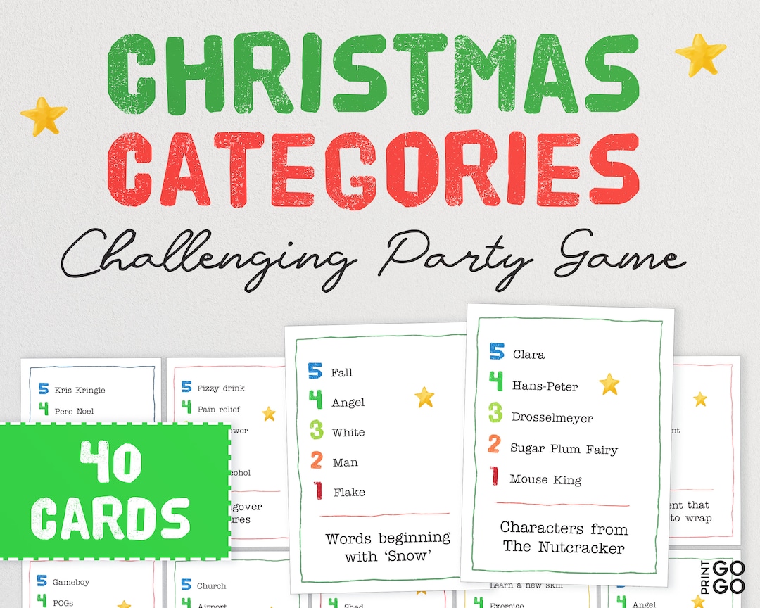 Christmas Categories Game the Challenging Party Game for - Etsy