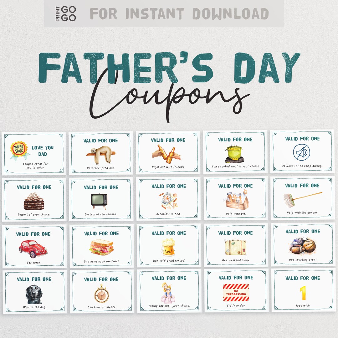 Father's Day Coupons | Fathers Day Gift | Coupon Activity Cards | Dad ...