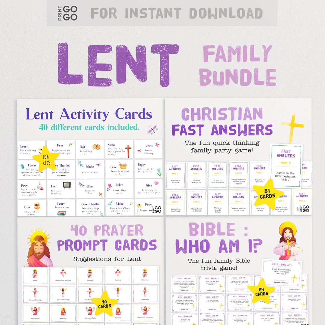 Lent Family Bundle - Activities to Last 40 Days | Lenten Activity Cards ...