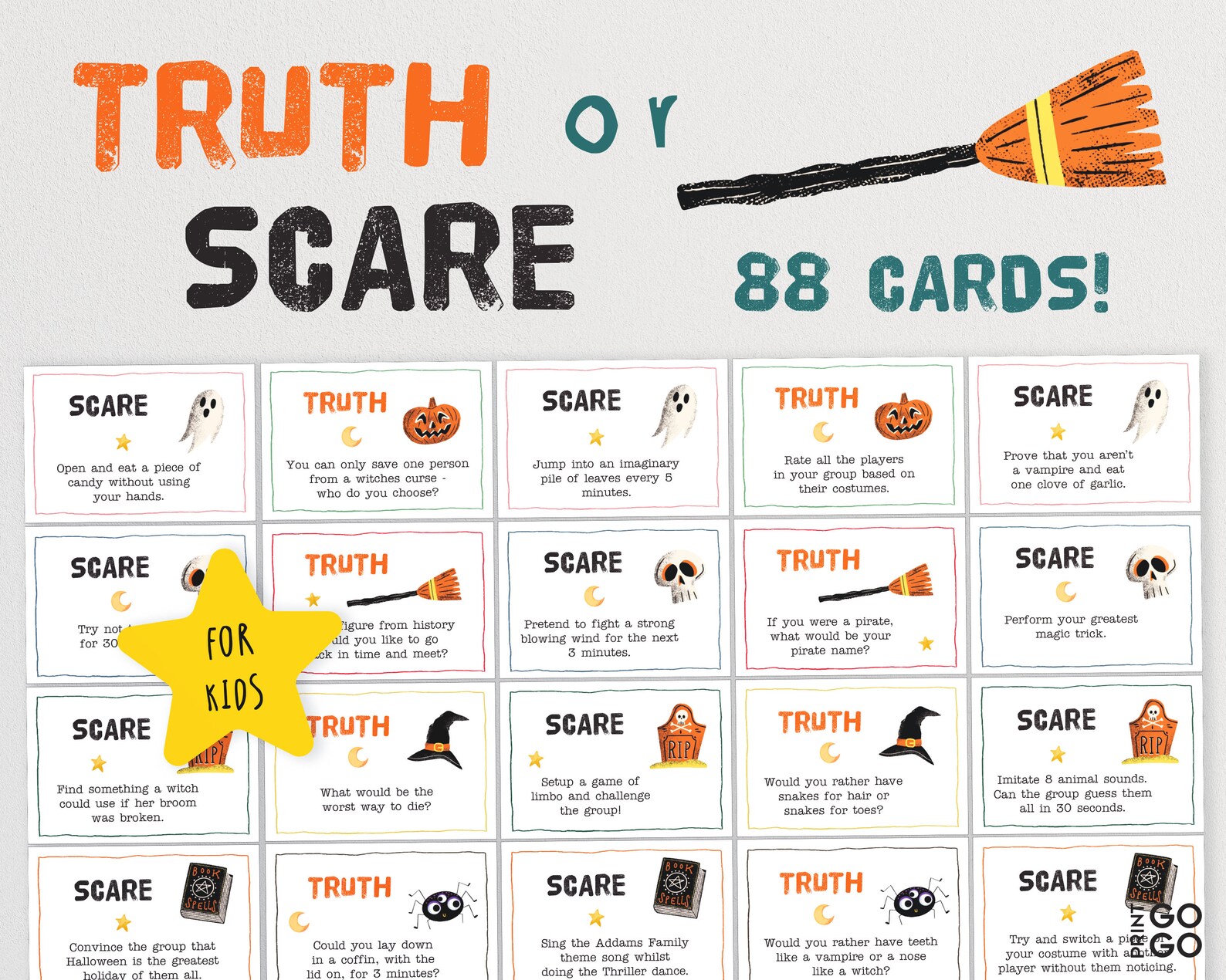 Halloween Truth or Scare Cards the Fun Halloween Party Game - Etsy
