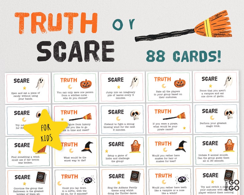 Halloween Truth or Scare Cards the Fun Halloween Party Game - Etsy