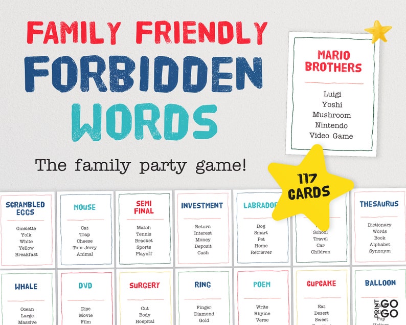 Family Friendly Forbidden Words the Hilarious Party Game of - Etsy
